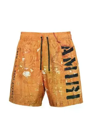Amiri Stencil-print Swim Shorts - Orange