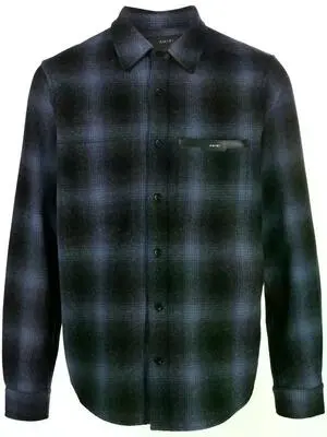 Amiri Logo-patch Check-print Shirt - Blue