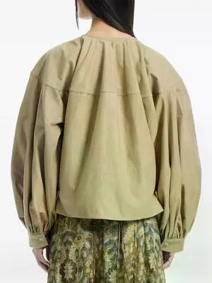 INTO THE EAST Cropped Puff-sleeve Cotton Coat