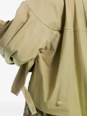 INTO THE EAST Cropped Puff-sleeve Cotton Coat
