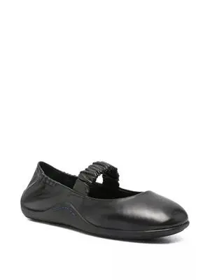 Ash Ruched-strap Leather Ballet Flats