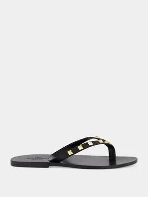 Valentino Garavani Rockstud Leather Flip-flops - Black