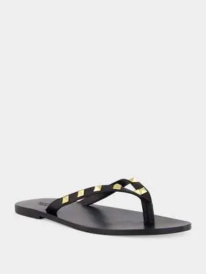 Valentino Garavani Rockstud Leather Flip-flops - Black
