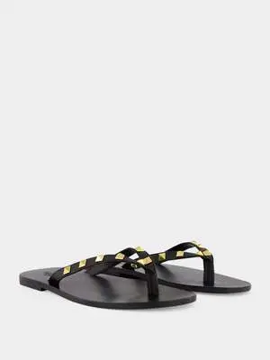 Valentino Garavani Rockstud Leather Flip-flops - Black