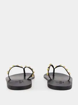 Valentino Garavani Rockstud Leather Flip-flops - Black