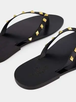 Valentino Garavani Rockstud Leather Flip-flops - Black