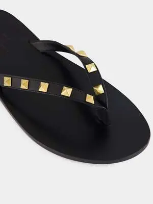 Valentino Garavani Rockstud Leather Flip-flops - Black