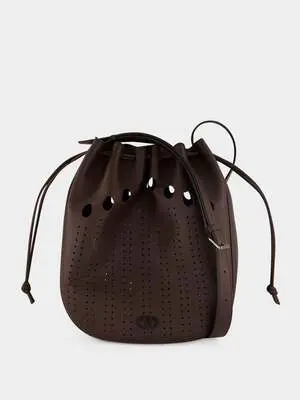 Valentino Garavani Perforated Leather Bucket Bag - Brown