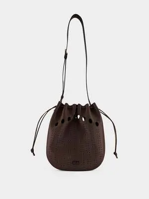 Valentino Garavani Perforated Leather Bucket Bag - Brown