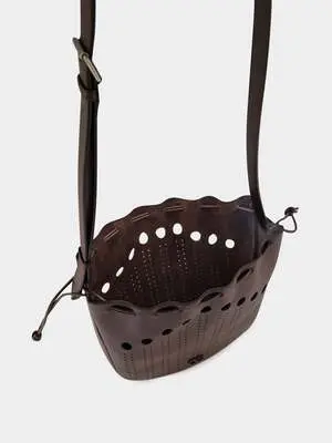 Valentino Garavani Perforated Leather Bucket Bag - Brown