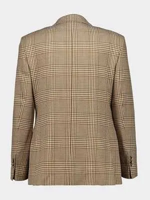AMI Paris Prince Of Wales Wool Blazer - Beige