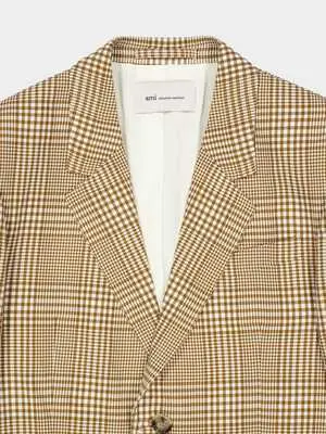 AMI Paris Prince Of Wales Wool Blazer - Beige