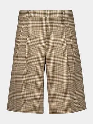 AMI Paris Prince Of Wales Wool Shorts - Beige