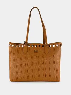 Valentino Garavani Perforated Leather Tote Bag - Brown