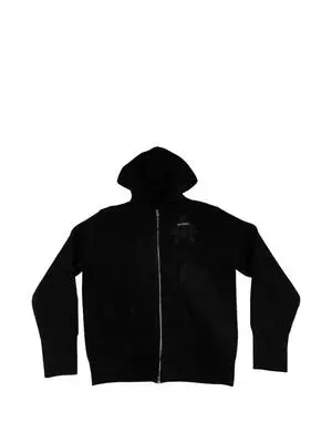 Chrome Hearts Cashmere Zip-up Hoodie With Leather Cross Patches - Black