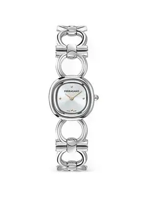 FERRAGAMO Double Gancini 22mm Watch - Silver