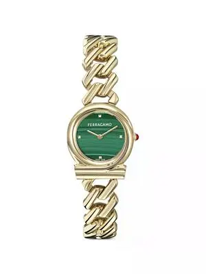 FERRAGAMO Gancini Twisted Chain 28mm Watch - Green