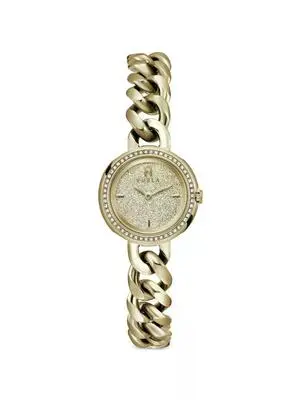 Furla Chain Round 28mm Watch With Crystal Embellished Bezel - Gold