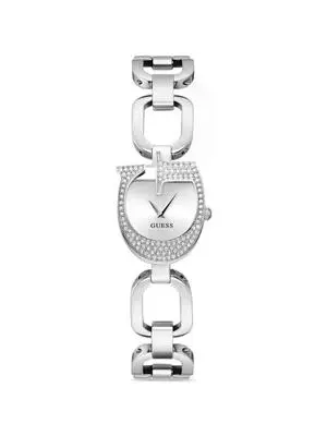 Guess Gia G-shaped Watch With Crystal Embellishments - Silver