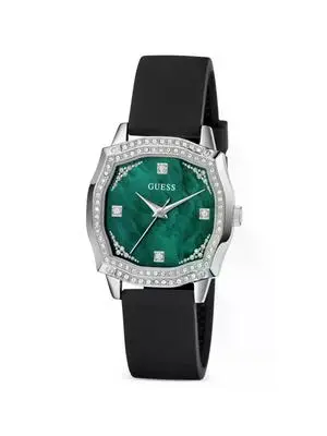 Guess Crystal Embellished Watch With Mother-of-pearl Dial