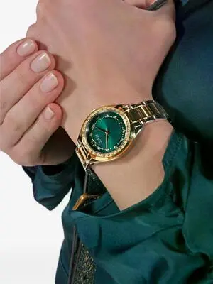 Guess Round Face Watch With Crystal Embellished Bezel