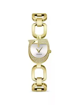 Guess Gia G-shaped Crystal Embellished Watch - White