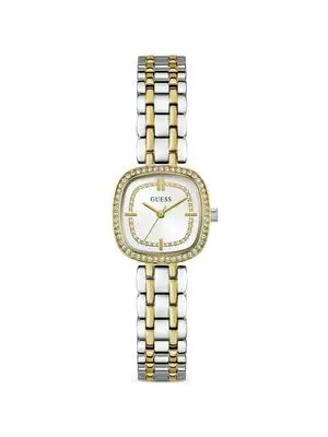 Guess Crystal Embellished Two-tone Watch - White