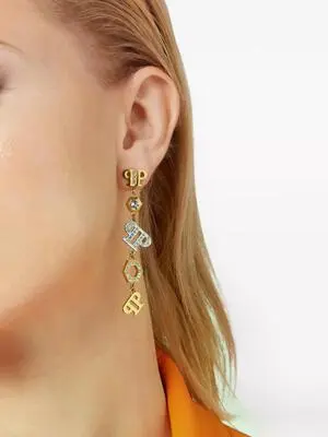 Philipp Plein Logo Pendant Drop Earrings