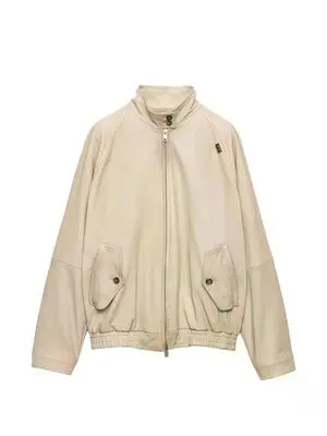 Prada Nappa Leather Blouson Jacket - Neutrals