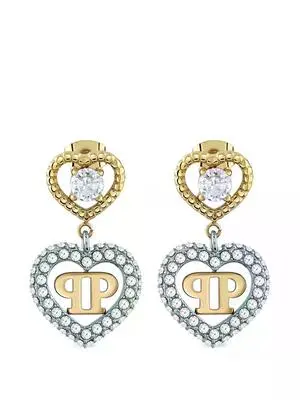 Philipp Plein Rocked Heart Drop Earrings - Gold