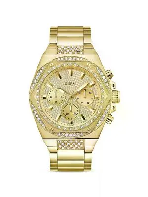 Guess Crystal-embellished Chronograph Watch - Gold