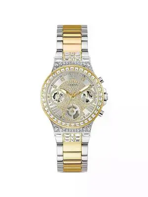 Guess Moonlight 36mm Watch With Crystal-embellished Bezel - Silver