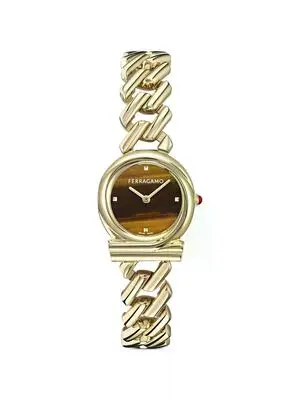 FERRAGAMO Gancini Twisted Chain 28mm Watch - Brown