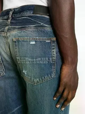 Amiri Logo-patch Ripped Detailing Straight-leg Jeans