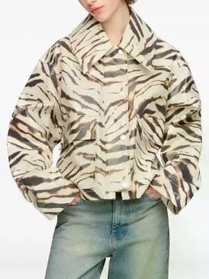 GANNI Zebra-print Laminated Jacket - Neutrals