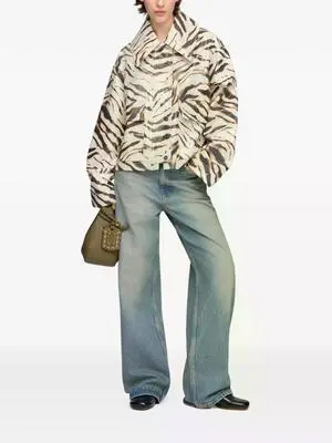 GANNI Zebra-print Laminated Jacket - Neutrals
