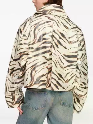 GANNI Zebra-print Laminated Jacket - Neutrals