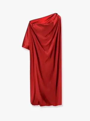 Dries Van Noten Silk Draped Dress - Red