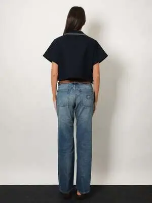 Miu Miu Cropped Cotton Sweatshirt With Logo Embroidery