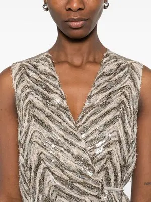 Brunello Cucinelli Embroidered Silk Vest - Beige