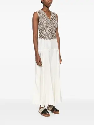 Brunello Cucinelli Embroidered Silk Vest - Beige