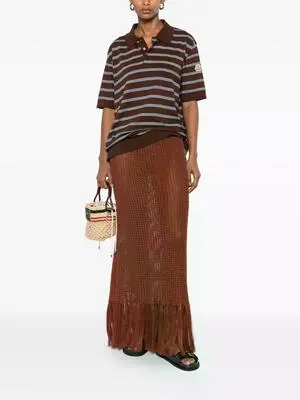 Plan C Open-knit Maxi Skirt With Fringe Trim