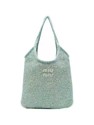 Miu Miu Sequin Embellished Crochet Shoulder Bag - Blue