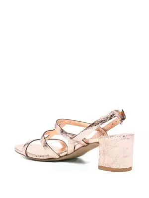 DEL CARLO Cracked Effect Metallic Finish Sandals