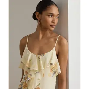 Ralph Lauren Floral Ruffle-trim Georgette Gown
