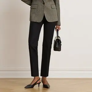 Ralph Lauren Double-faced Cotton Slim Straight Ankle Pants - Black