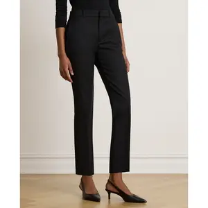 Ralph Lauren Double-faced Cotton Slim Straight Ankle Pants - Black