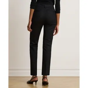Ralph Lauren Double-faced Cotton Slim Straight Ankle Pants - Black