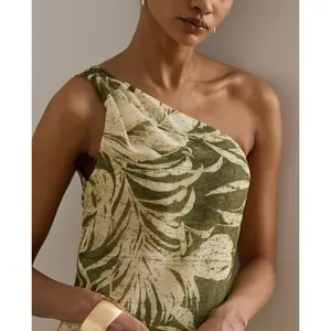 Ralph Lauren Print Georgette One-shoulder Gown
