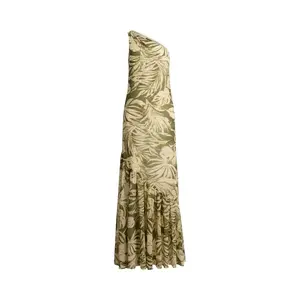 Ralph Lauren Print Georgette One-shoulder Gown
